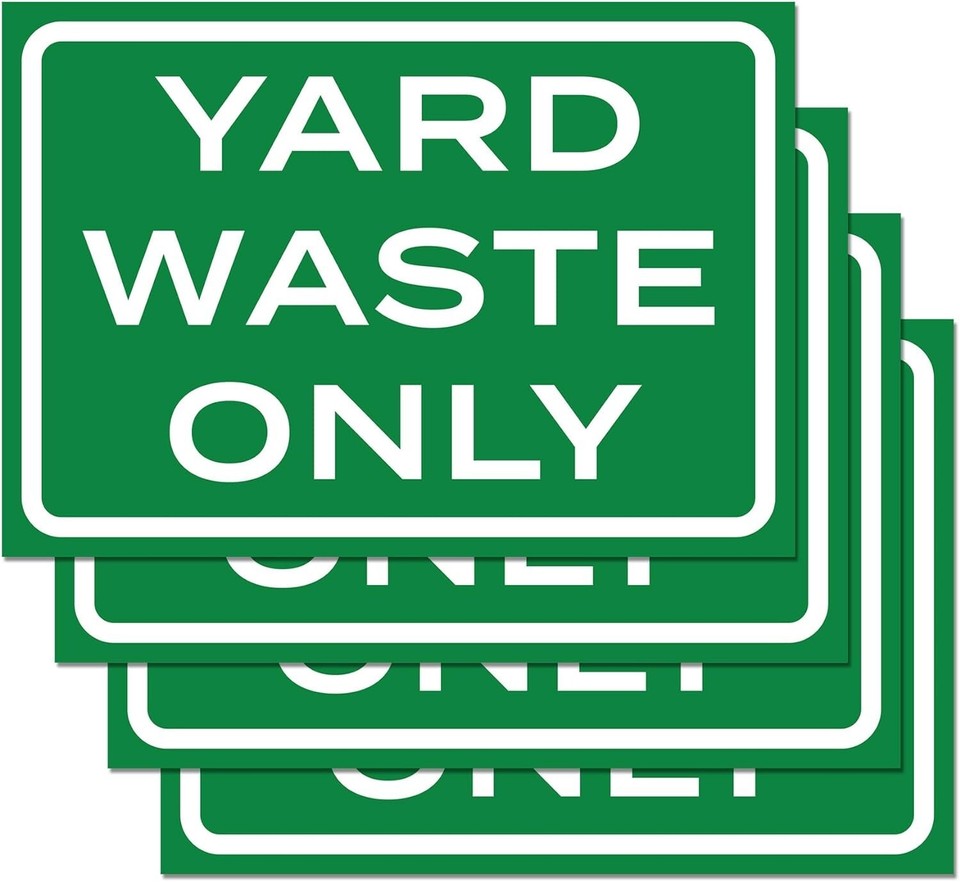 4pcs Weatherproof Yard Waste Stickers 10" x 7" | Self-Adhesive for ...