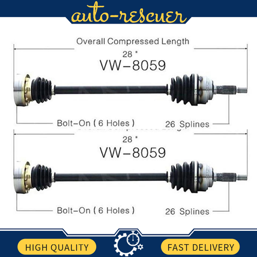 TrakMotive CV Axle Shaft 2x fits from 1986 to 1991 Volkswagen Vanagon ...