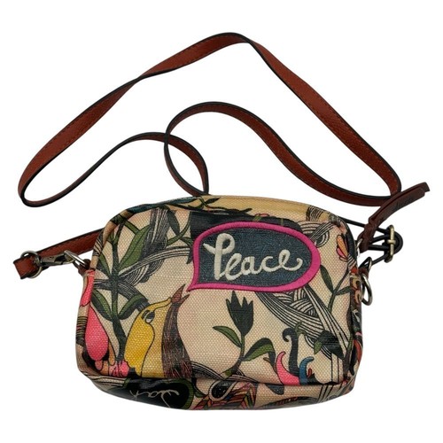 SAKROOTS Coated Vinyl Peace Floral Purse Bag Adjustable Strap EUC | eBay