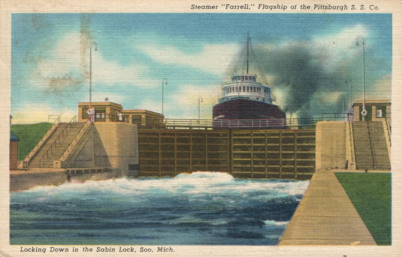 Steamer Farrell Flagship Pittsburgh SS Sabin Lock Soo Michigan MI Ship ...