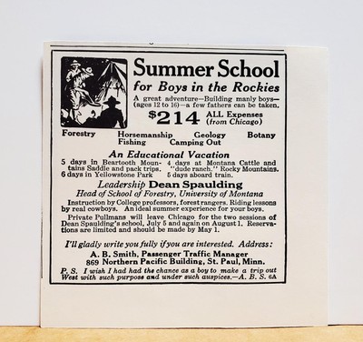 1926 Montana Dean Spaulding Summer School for Boys Forestry Rockies Art ...