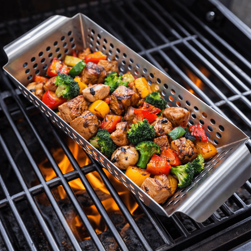 Double Handle Grilling Plate Leakage Hole Design BBQ Tray Cooking | eBay UK