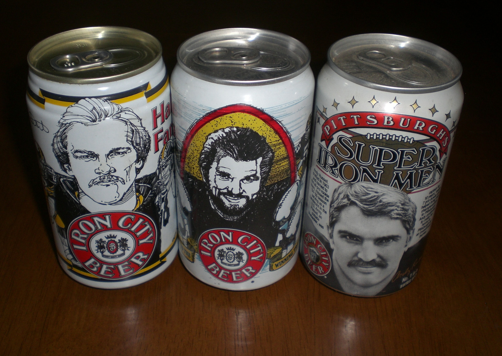 3 IRON CITY STEELERS LINEBACKERS BEER CANS LAMBERT HAM RUSSELL | eBay