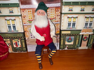 Byers Choice Christmas SANTA/ELF on STOOL CAROLER~10"~Magnifying Glass ...