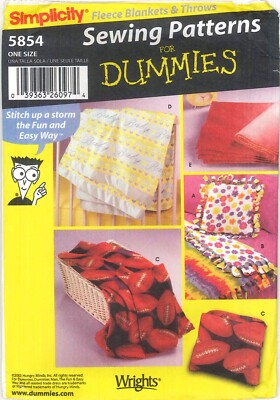 Easy Fleece Throw Pattern Simplicity 5854 Uncut No Sew Pillow & Blanket ...