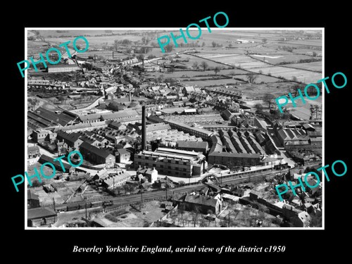 OLD POSTCARD SIZE PHOTO BEVERLEY YORKSHIRE ENGLAND DISTRICT AERIAL VIEW ...