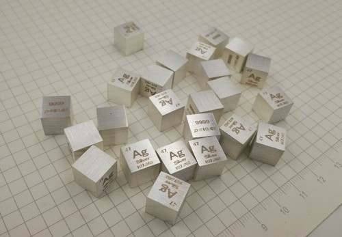 10mm Metal silver Cube 99.99% Pure Ag Density Cube Specimen Element ...
