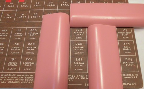 6 pcs. *Dark Lilac* Ceramic Radius bullnose Cap Tiles by The Mosaic Co ...