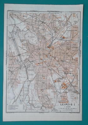 1936 MAP- GERMANY Deutscheland Leipzig City Plan + Town Center | eBay