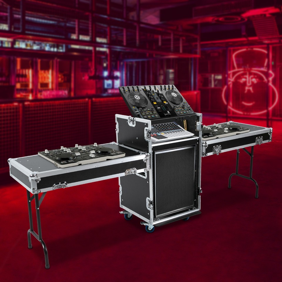 14U PA DJ Cabinet Black Rack Free Standing Network & Stereo Rack With 4 ...
