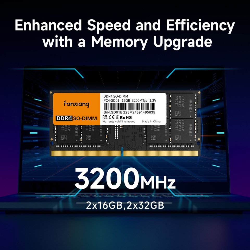 Fanxiang DDR4 RAM 64GB (2x32GB) 3200MHz PC4-25600 SODIMM 260-Pin Laptop ...