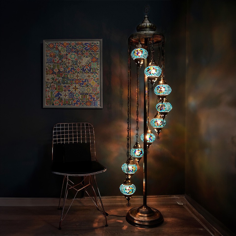 Turkish Floor Lamp, Moroccan Lighting, Mosaic Authentic Turkish Lantern ...