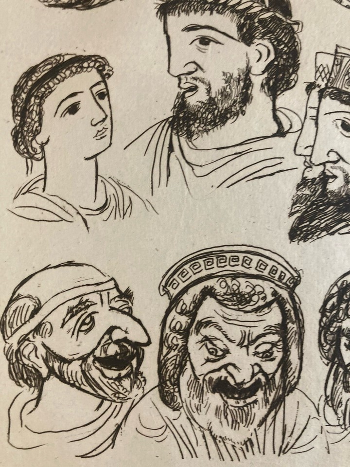 Engraving Barta 1950 Etching Roman Portrait Art Lithograph Vintage ...