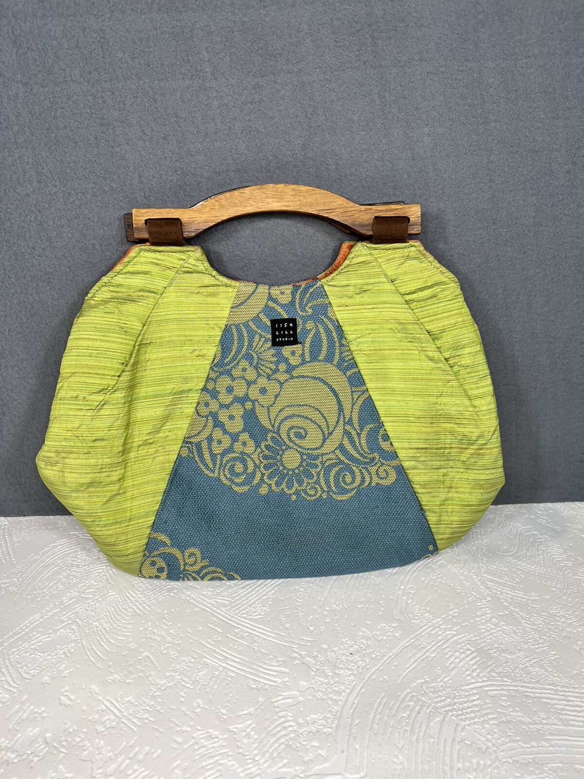 1154 Lill Studio Bag With Wooden Handles Reversible - Gem
