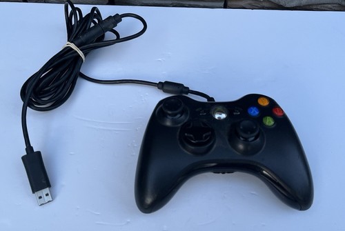 Microsoft Xbox 360 Wired Controller Black W/ Breakaway Cable For PC ...