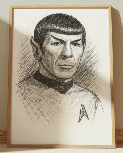 CAPTAIN SPOCK STAR TREK DRAWING PRINT PORTRAIT SKETCH 8" x 10" PRINT ...