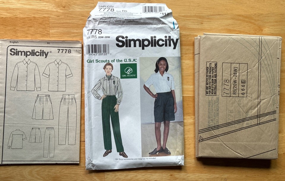 Simplicity 7778 Girl Scouts Uniform Pattern Shirt Pants Shorts Plus ...