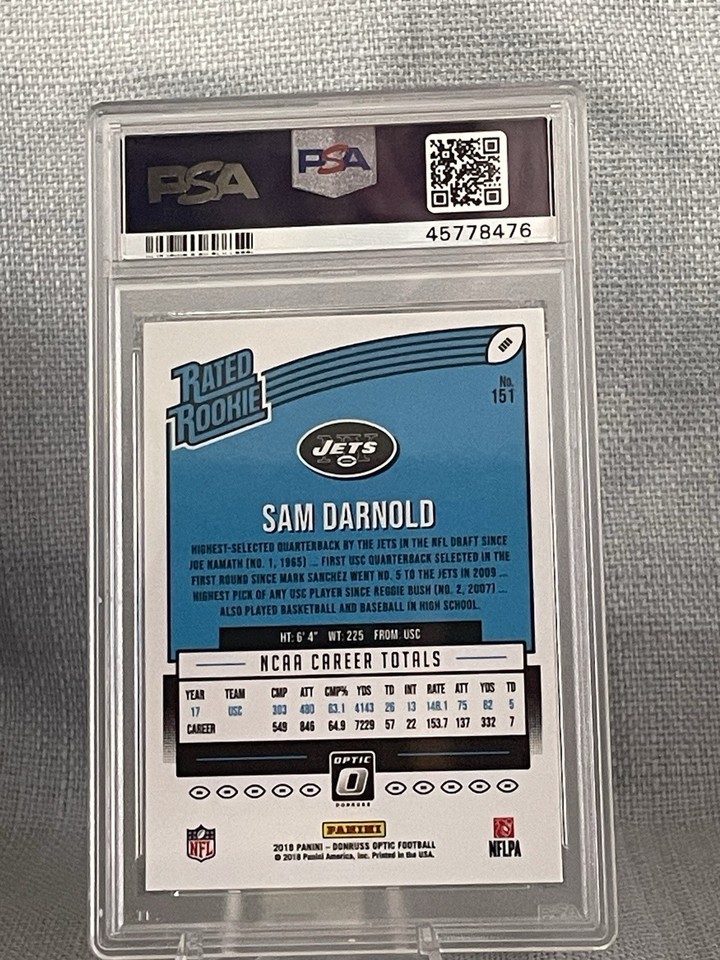 2018 Panini Donruss Optic Sam Darnold Rated Rookie PSA 9 | eBay