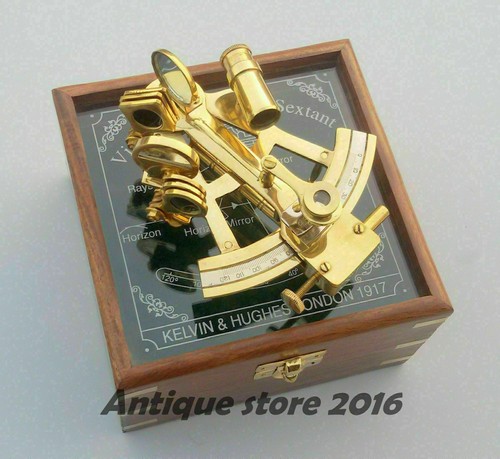 Nautical Vintage Handmade Solid Brass Sextant With Box Reproduction ...