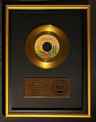The Rolling Stones Ruby Tuesday 45 Gold RIAA Record Award To Mick ...