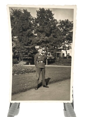 WW2 Era Photo German Wehrmacht Standing In Front Of House Trees | eBay