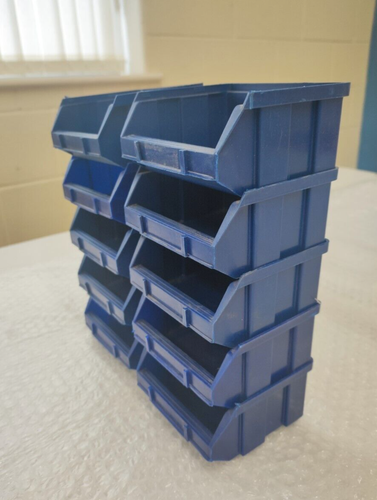 40 x Stackable Semi-Open Fronted Blue Plastic Parts Storage Bins Boxes ...