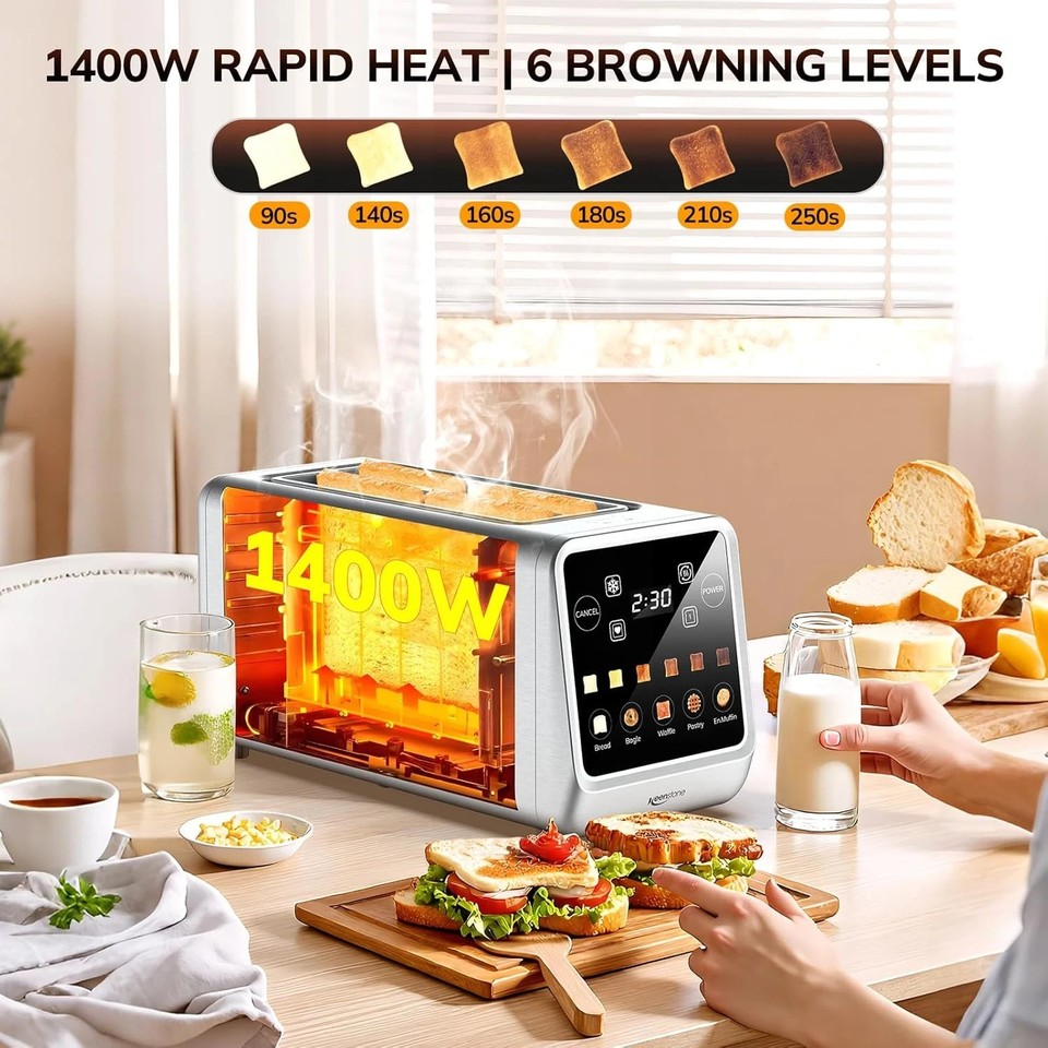 Toaster 4 Slice, Digital Smart Toaster with Touchscreen, Memory ...
