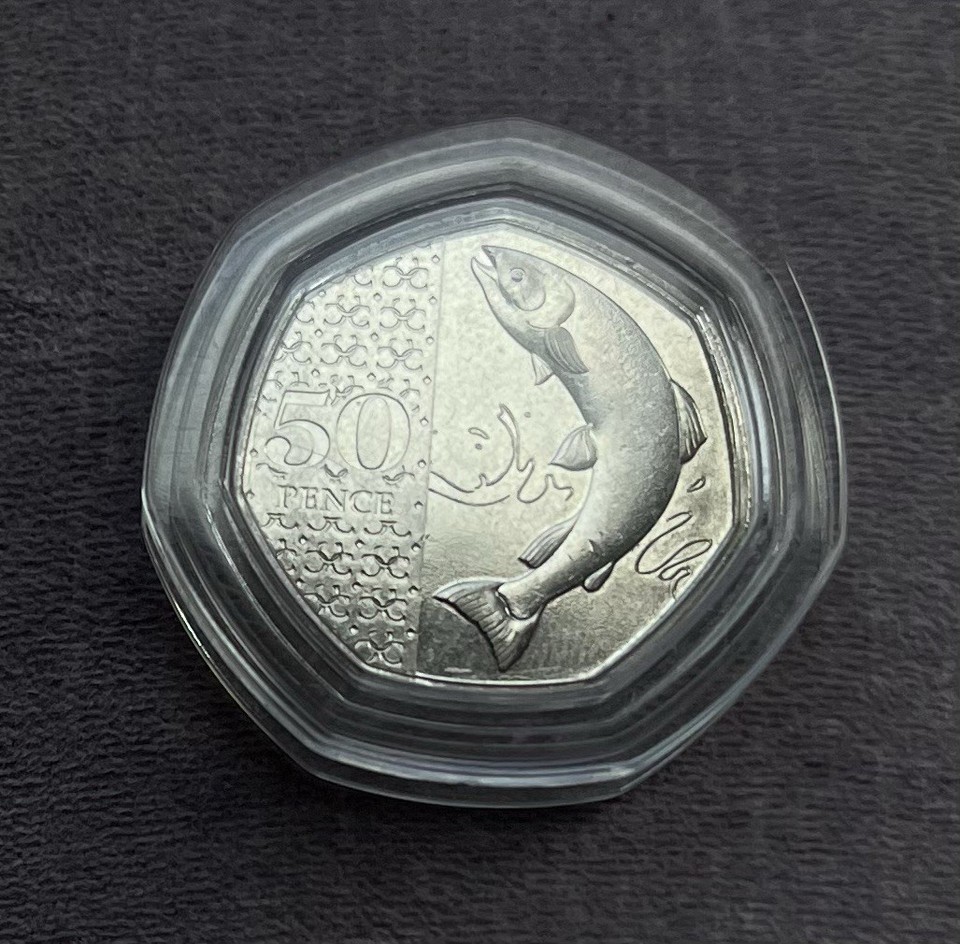 2023 Salmon 50p Coin Circulated - NO PRIVY MARK - Rarest Circulated ...