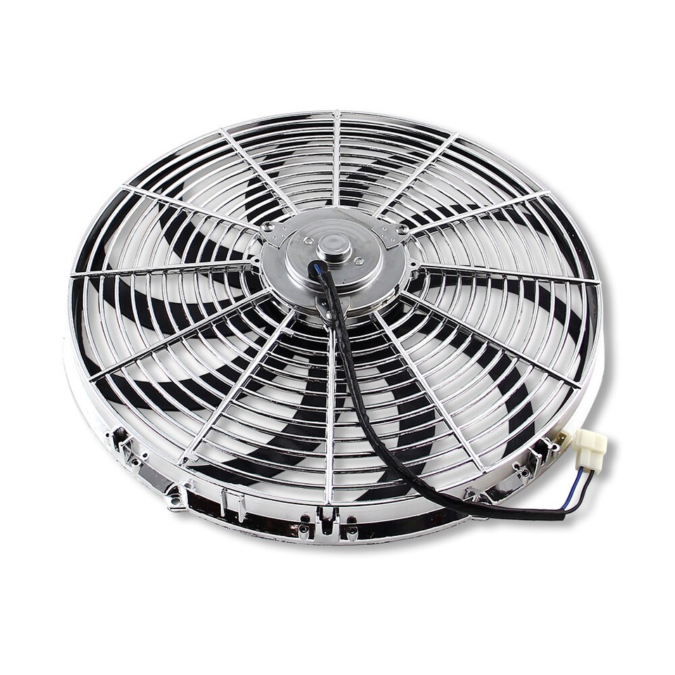Chrome 16" Electric Radiator Reversible Cooling Fan Curved Blade 3000 ...