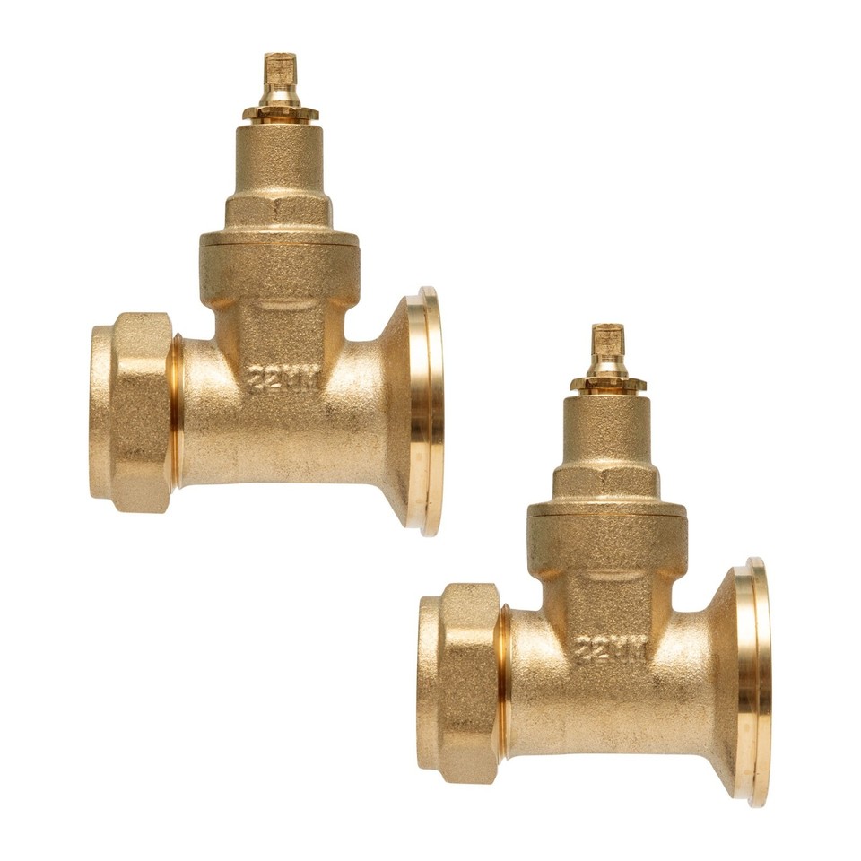 22mm Central Heating Pump Valves (2 Pack) Brass, Gate Valve Type, With ...
