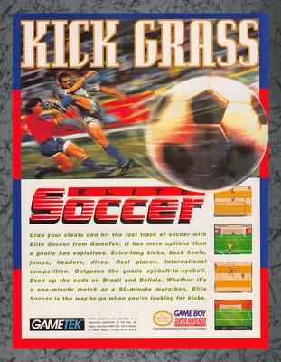 Elite Soccer SNES Game Boy Print Ad Vintage Art A 1994 | eBay
