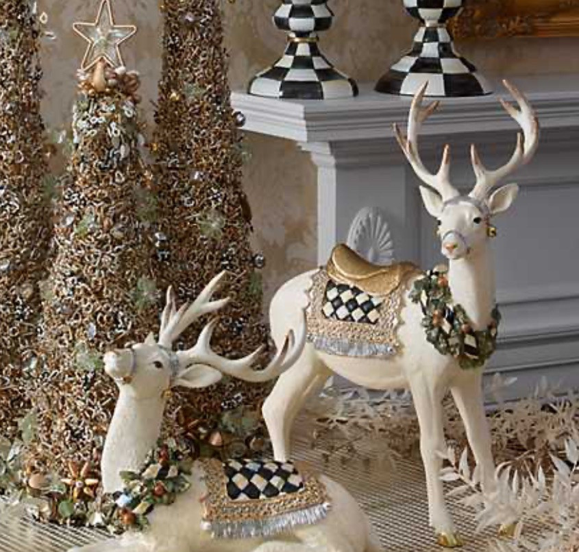 Mackenzie Childs Winter White Stag Standing 16” And Matching Resting ...