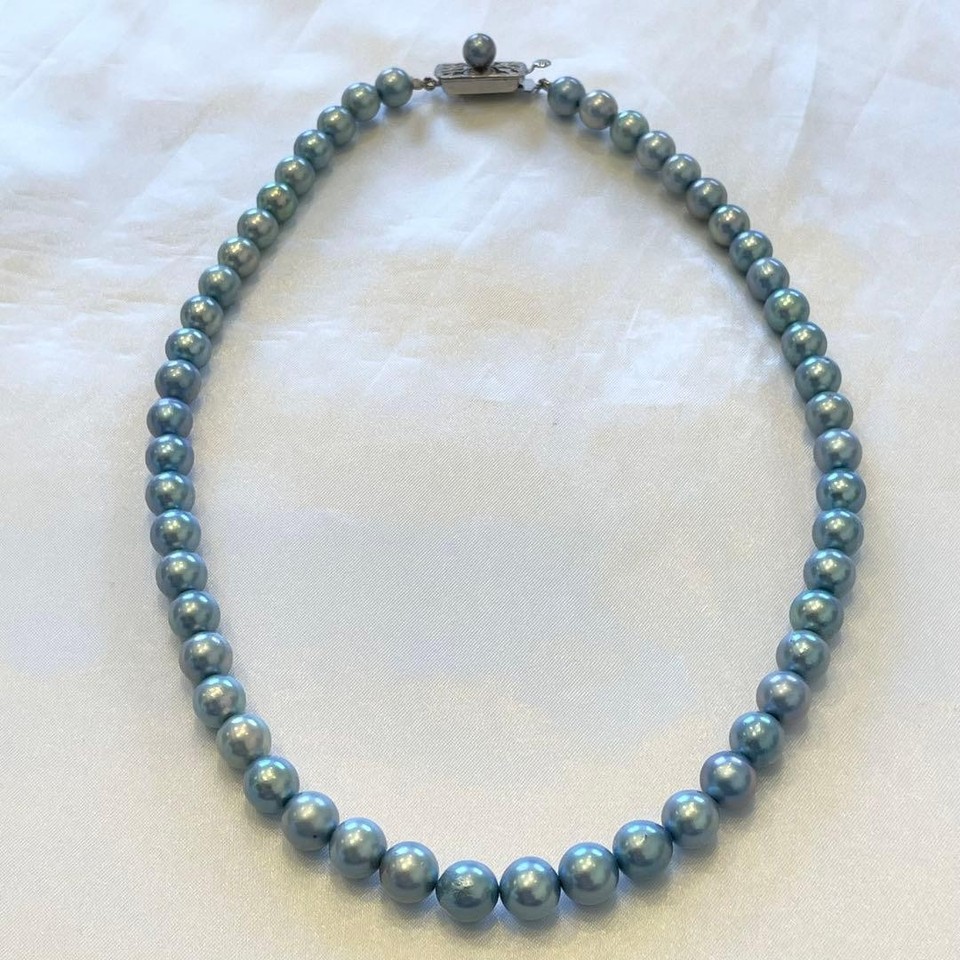 Akoya Pearl Necklace Luster Blue Silver 6.9-7.9mm From Japan | eBay