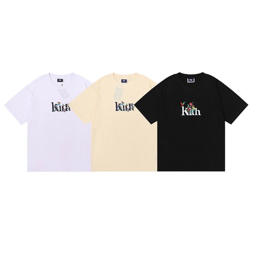Kith Letter Logo Flower Print Short Sleeve T-shirt Casual Loose Summer ...