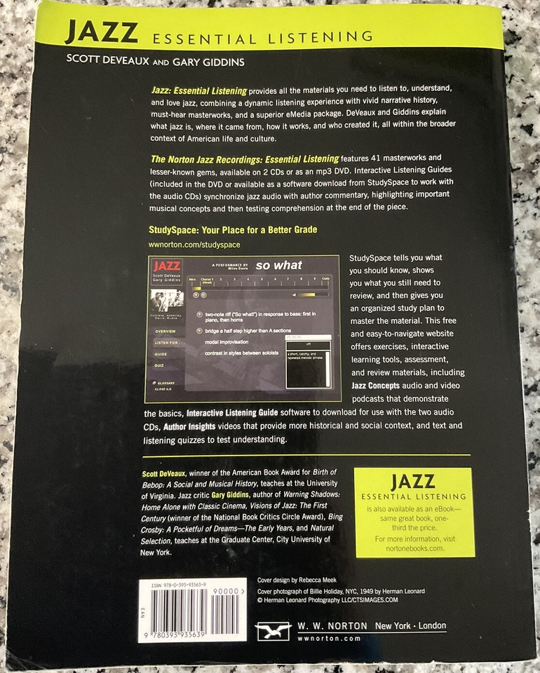 Jazz: Essential Listening with C/D's Textbook ISBN: 978-0-393-93563-9 ...