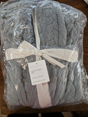 POTTERY BARN Cable Plush Robe - XL - Cloud Blue-NWT | eBay