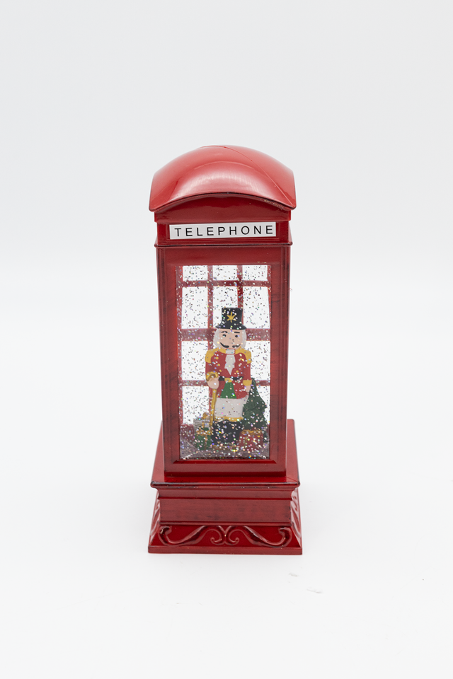 Christmas Snow Globe Ornament Nutcracker Xmas Decor Telephone Box Red ...