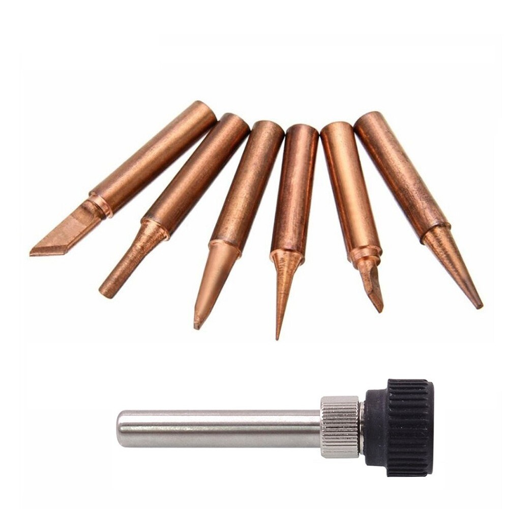 7 Pcs/Set Copper 900M-T Soldering Iron Tip&Handle For Soldering Station ...