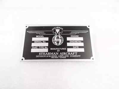 DATA PLATE FITS TO BOEING STEARMAN AIRCRAFT #V332-8 | eBay
