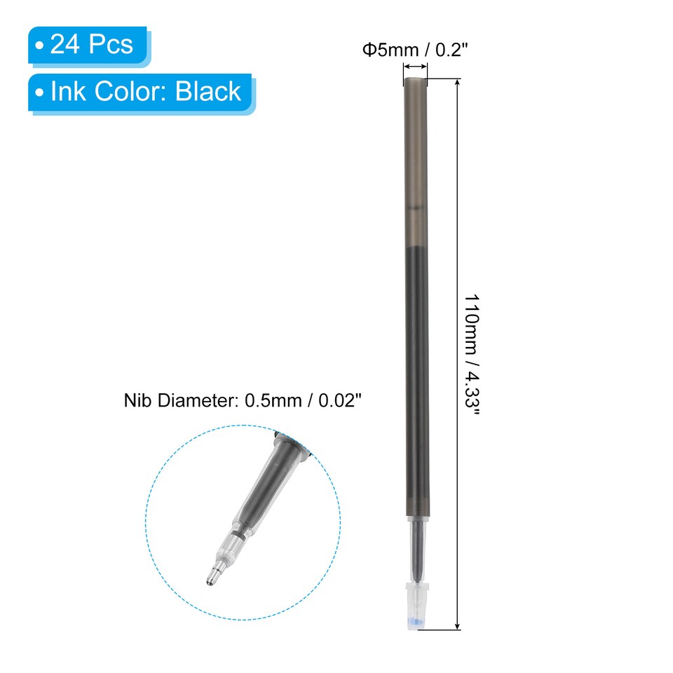 Erasable Gel Pen Refills, 24 Pcs Gel Ink Pens Refills Fine Point 0.5mm ...
