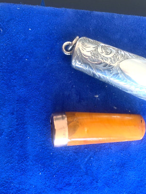 UK CHESTER CIGAR Holder AMBER 9K with Sterling Silver Case | eBay