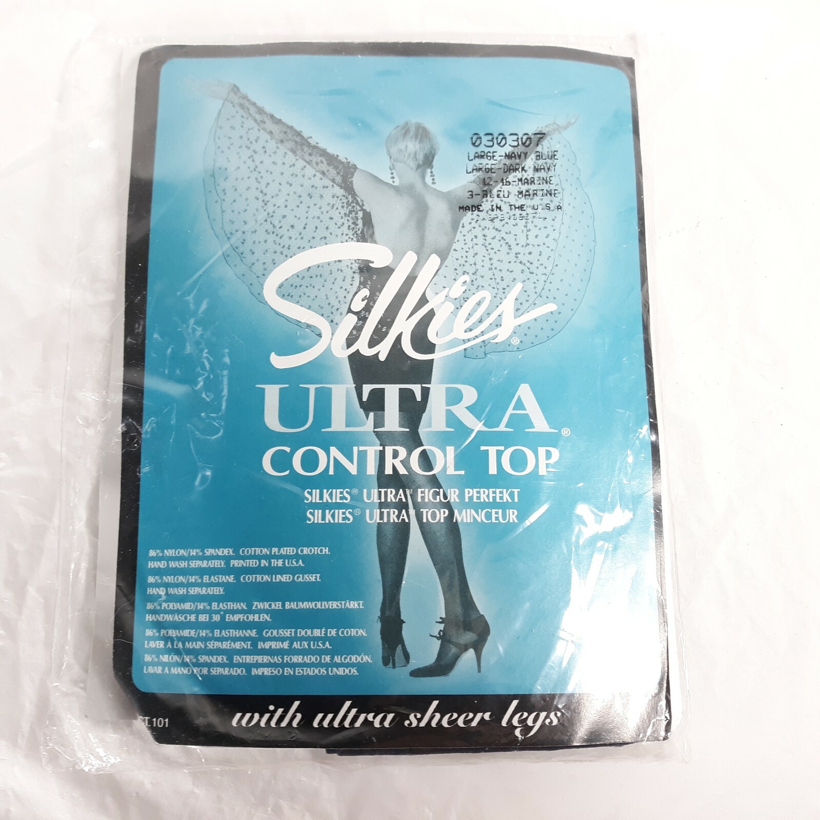 Navy Blue Silkies Panty Hose Size Large - Gem