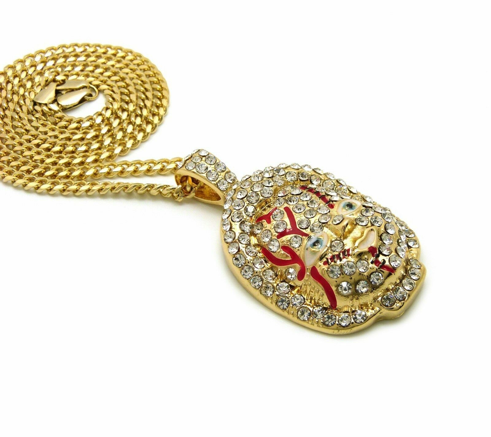 ICED HIP HOP CHUCKY DOLL HEAD PENDANT & 3mm 24" CUBAN CHAIN BUST DOWN ...