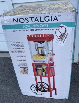 Nostalgia Old Fashioned Kettle Popcorn Maker Cart Red Popper Air Hot ...