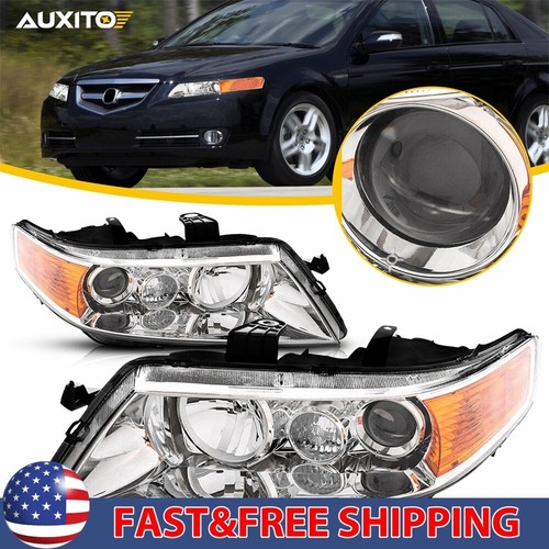 For 04-08 Acura TSX CL7 CL9 JDM Chrome Amber Projector Headlights ...