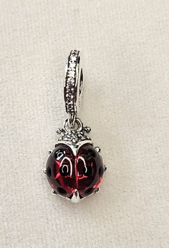 Authentic Pandora Jewelry Pave Red Murano Ladybird Ladybug Dangle Charm ...