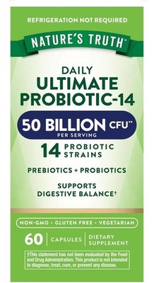 Nature's Truth Ultimate Probiotic-14, 50 Billion CFU. 60 Capsules, Exp ...