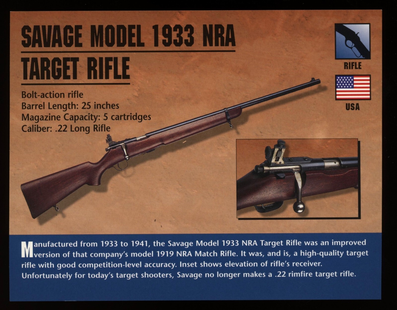 Savage Model 1933 NRA Target Rifle Atlas Classic Firearms Card | eBay