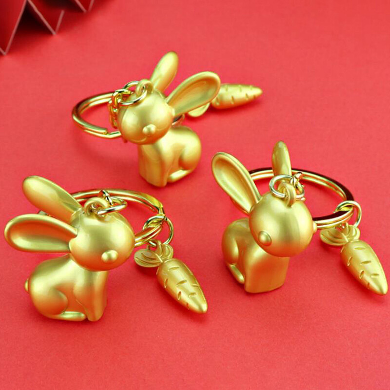 Chinese Zodiac Gold Rabbit Key Chain Pendant Ornament Car Backpack ...
