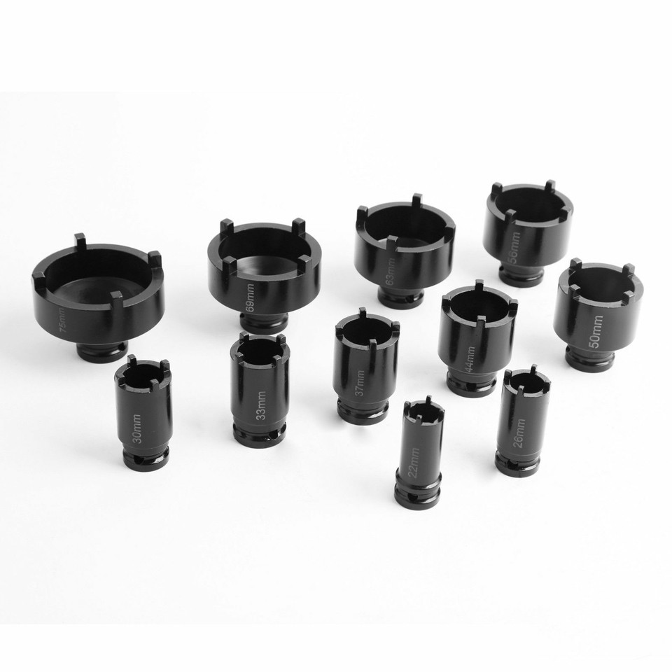 11Pcs 1/2In Drive Grooved Lock Nuts Socket Set 22-75 MM 11Pcs | Lock ...